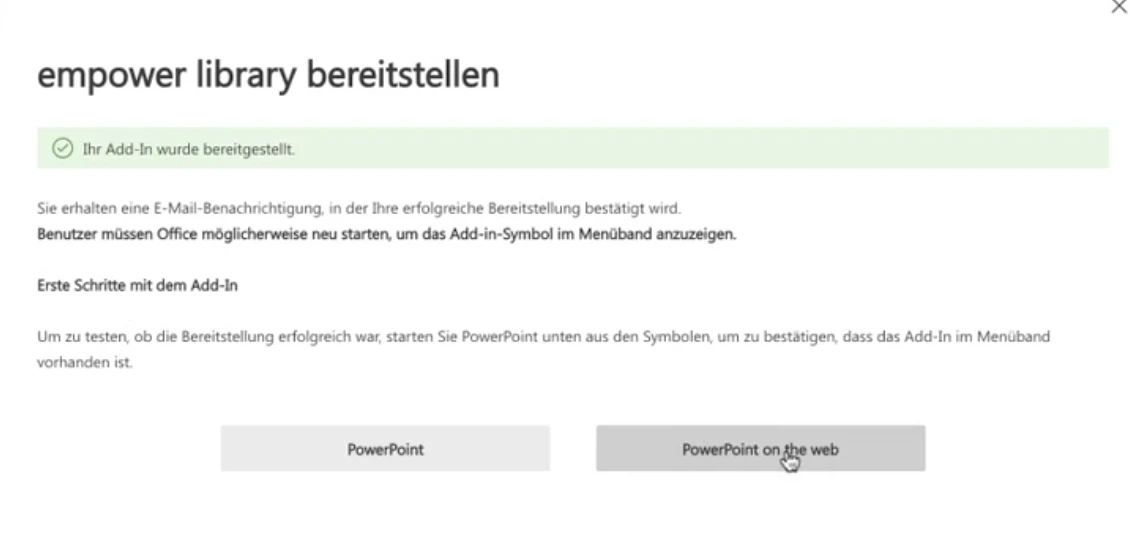Setup/Installation empower® Web Add-ins for Office Online – empower